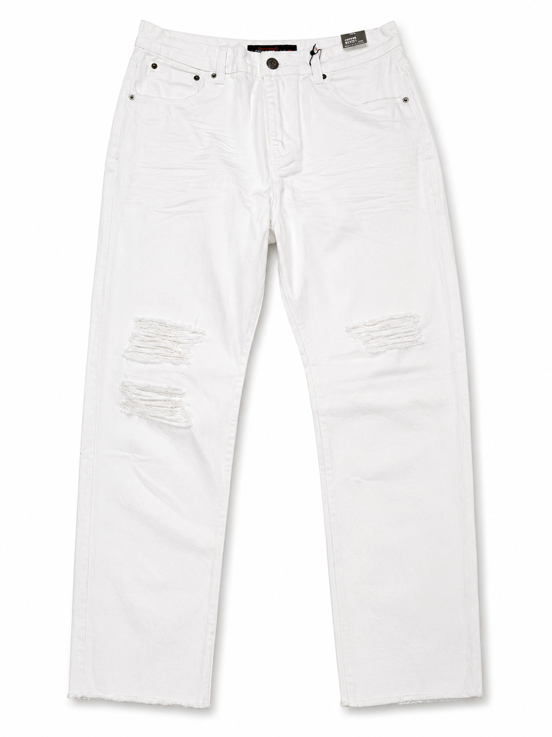Copper Rivet Men's Rip Detail Relax Fit Denim Pants In White 513217